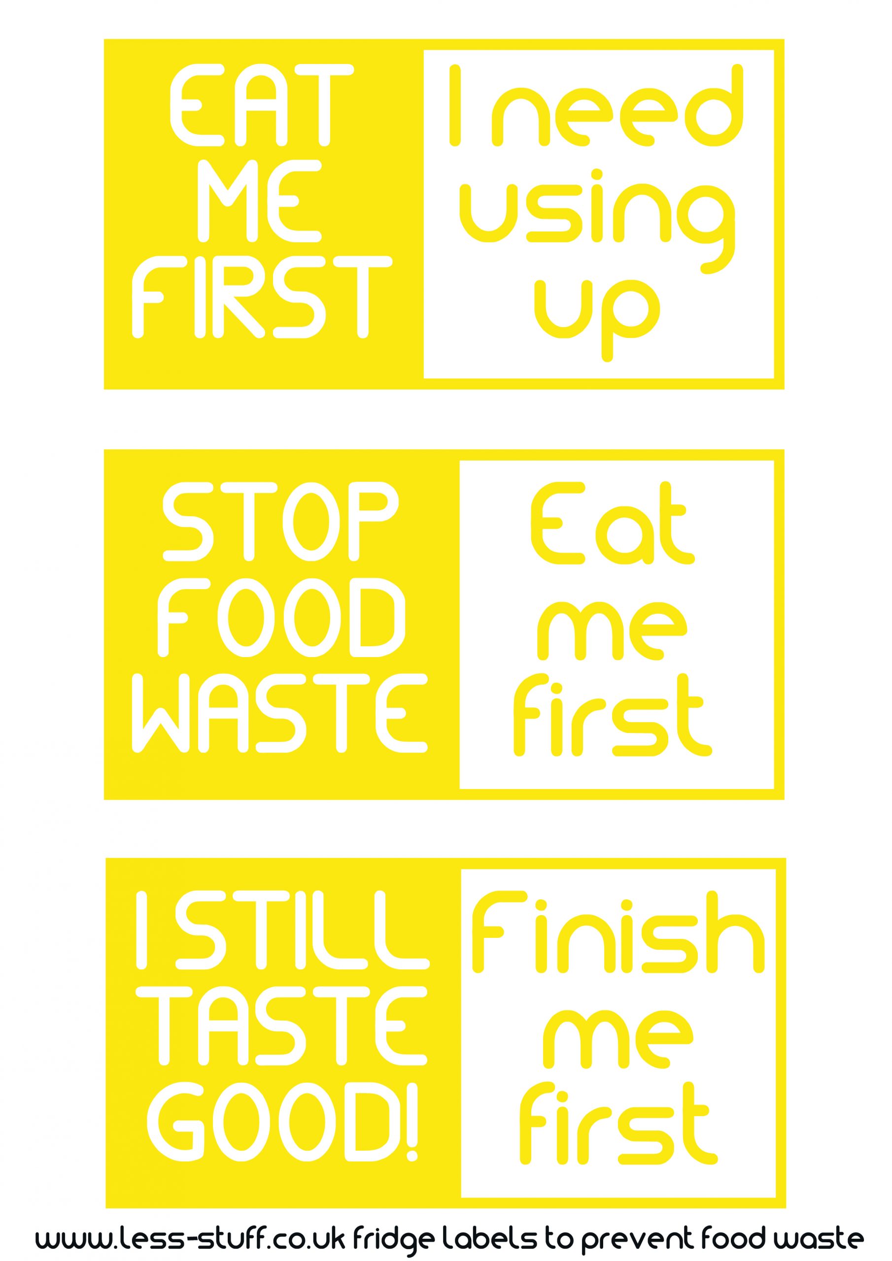 foodwaste-stickers-yellow - less stuff - decluttering for non minimalists